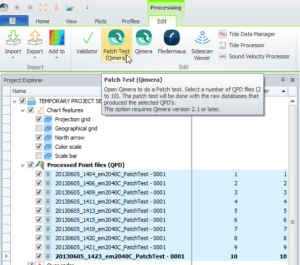 Multibeam Calibration - Qimera Patch Test Mode (via Survey Manager)